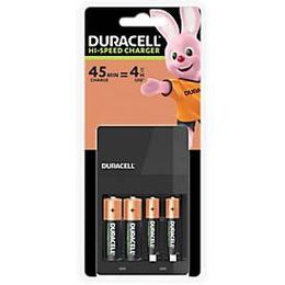 Duracell CEF14 NiMH-Ladegerät, für AA- und AAA-Akkus, Auto-Abschaltung, inkl. je 2x Akkus, Mignon AA/Micro AAA