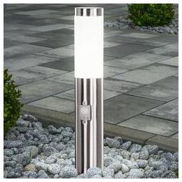 Edelstahl Stehlampe Außenleuchte mit Bewegungsmelder Gartenleuchte Wegeleuchte, silber, 1x E27, DxH 12,7x45 cm, 2er Set