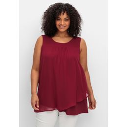 sheego Große Größen: Doppellagiges Top aus Chiffon und Jersey, rubinrot, Gr.52