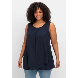 sheego Große Größen: Doppellagiges Top aus Chiffon und Jersey, tiefblau, Gr.60