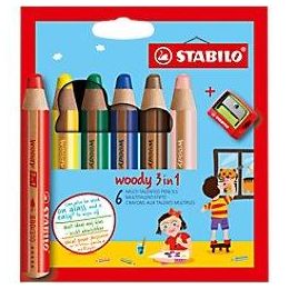 Stabilo Buntstifte Woody 3 in 1 Farbig sortiert 6 Stück