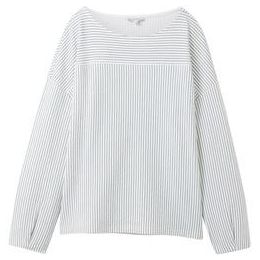 Tom Tailor Damen Gestreiftes Sweatshirt, weiß, Streifenmuster, Gr. XL