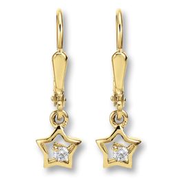 Paar Ohrhänger ONE ELEMENT "Zirkonia Stern Ohrringe aus 333 Gelbgold" Gr. Kinder, Gelbgold 333, goldfarben (gold) Damen Ohrhänger
