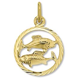 Sternzeichen-Anhänger ONE ELEMENT "Fische Sternzeichen Anhänger aus 333 Gelbgold" Schmuckanhänger Gr. Fische, Gelbgold 333, goldfarben (gold) Damen Anhänger