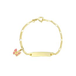 Goldarmband Amor "Schmetterling, 2014336" Armbänder Gr. Gelbgold 375, bunt (gelbgoldfarben, rosa) Mädchen Mädchenschmuck