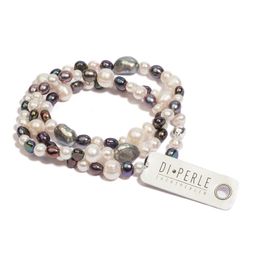 Perlenarmband DI PERLE "Damen Perlenschmuck" Armbänder Gr. 57, Silber 925 (Sterlingsilber), grau (grau multi) Damen Perlenarmbänder