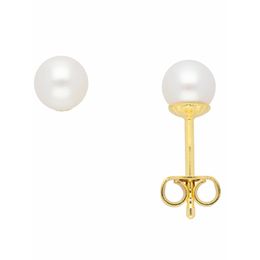 Adelia´s Paar Ohrhänger ADELIA´S "585 Gold Ohrringe Ohrstecker mit Süßwasser Zuchtperle" Gr. Damen, Gelbgold 585, goldfarben (gold) Damen Ohrhänger