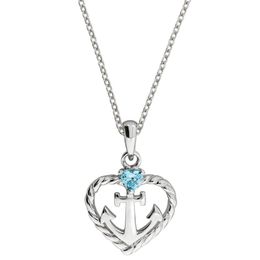 Kette mit Anhänger Firetti "Schmuck Geschenk Silber 925 Halsschmuck Halskette Ankerkette Herz" Halsketten Gr. Silber 925 (Sterlingsilber), Länge: 45 cm, bunt (silberfarben, blau> <silberfarben, blau) Damen Ketten mit Anhänger