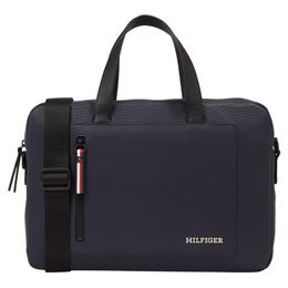 Messenger Bag Tommy Hilfiger "TH PIQUE SLIM COMPUTER BAG" Gr. B/H/T: 38 cm x 27 cm x 6 cm, blau (space blue) Damen Taschen Businesstaschen Laptop-Tasche Notebook-Tasche