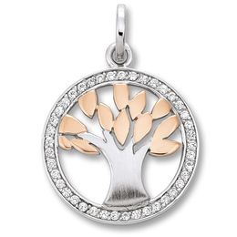 Kette mit Anhänger ONE ELEMENT "Zirkonia Lebensbaum aus 925 Silber" Halsketten Gr. Silber 925 (Sterlingsilber), silberfarben (silber> <) Damen Ketten mit Anhänger