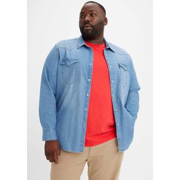 LEVI'S® PLUS Jeanshemd LEVI'S PLUS "BIG BARSTOW WESTERN" Gr. XL, N-Gr, blau Herren Hemden Langarm