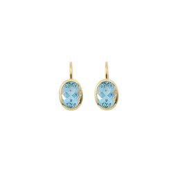 Adelia´s Paar Ohrhänger ADELIA´S "585 Gold Boutons" Ohrringe Gr. Damen, Gelbgold 585, blau Damen Ohrhänger
