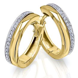 Paar Creolen ONE ELEMENT "0,09 ct Diamant Brillant Ohrringe aus 585 Gelbgold" Gr. Damen, 0.09 ct mit Diamant, Gelbgold 585-Diamanten, goldfarben (gold) Damen Creolen