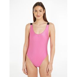 Badeanzug Calvin Klein Swimwear "SCOOP BACK ONE PIECE" Gr. M (38), N-Gr, pink (bold pink) Damen Badeanzüge Ocean Blue