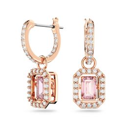 Paar Ohrhänger Swarovski "Millenia Drop-Ohrhänger, Oktagon-Schliff, 5649474" Ohrringe Gr. Metall, bunt (roségoldfarben, kristallweiß, rosa, rosa) Damen Ohrhänger