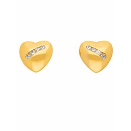 Adelia´s Paar Ohrhänger ADELIA´S "333 Gold Ohrringe Ohrstecker Herz mit Zirkonia" Gr. Damen, Gelbgold 333, goldfarben (gold) Damen Ohrhänger