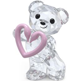 Dekofigur Swarovski "Kris Bear Una Bear, 5665436" Dekofiguren Gr. B/H/T: 2,40 cm x 4,00 cm x 2,80 cm, Teddy mit Herz, bunt (kristallweiß, rosa, schwarz) Weihnachtsengel Weihnachtsfiguren
