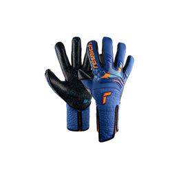 Torwarthandschuhe Reusch "Attrakt Fusion Strapless AdaptiveFlex" Gr. 10,5, blau (blau, orange) Damen Handschuhe Sporthandschuhe