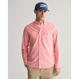 Businesshemd Gant "Regular Fit Oxford Hemd strukturiert langlebig dicker" Gr. L, N-Gr, pink (sunset pink) Herren Hemden Langarm