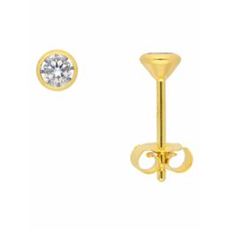 Adelia´s Paar Ohrhänger ADELIA´S "1 585 Gold Ohrringe / Ohrstecker mit Zirkonia Ø 4 mm" Gr. Damen, Gelbgold 585, goldfarben (gold) Damen Ohrhänger