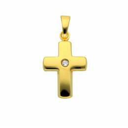 Adelia´s Kette mit Anhänger ADELIA´S "333 Gold Kreuz Zirkonia" Halsketten Gr. Gelbgold 333, goldfarben (gold) Damen Ketten mit Anhänger