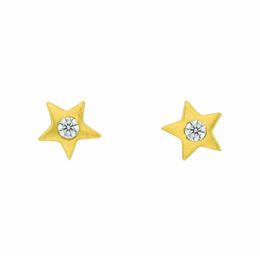 Adelia´s Paar Ohrhänger ADELIA´S "1 585 Gold Ohrringe / Ohrstecker Stern mit Zirkonia" Gr. Damen, Gelbgold 585, goldfarben (gold) Damen Ohrhänger