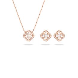 Schmuckset Swarovski "Swarovski Sparkling Dance Set, 5642929" Schmuck-Sets rosegold (metallfarben, roségoldfarben, rosa, kristallweiß, kristallweiß) Damen Brautschmuck