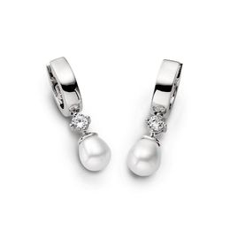 Paar Creolen Amor "2017288" Ohrringe Gr. Silber 925 (Sterlingsilber)-Perlen, bunt (silberfarben, weiß, weiß) Damen Creolen
