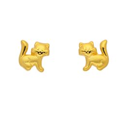 Adelia´s Paar Ohrhänger ADELIA´S "333 Gold Ohrringe Ohrstecker Katze" Gr. Damen, Gelbgold 333, goldfarben (gold) Damen Ohrhänger