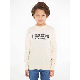 Strickpullover Tommy Hilfiger "MONOTYPE SWEATER" Gr. 12 (152), beige (calico) Jungen Pullover