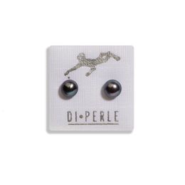 Paar Ohrstecker DI PERLE "Damen Perlenschmuck 585 Gelbgold Süsswasser Perlen Ohrstecker" Ohrringe Gr. Damen, grau (anthrazit) Damen Ohrstecker