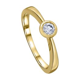 Diamantring ONE ELEMENT "0.2 ct Diamant Brillant Zarge Ring aus 585 Gelbgold" Fingerringe Gr. 48, Gelbgold 585-Diamanten, goldfarben (gold) Damen Diamantringe