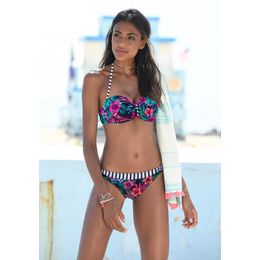 Bandeau-Bikini-Top Venice Beach "Summer" Gr. 40, Cup E, blau (marine, bedruckt) Damen Bikini-Oberteile Ocean Blue