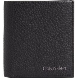 Geldbörse Calvin Klein "WARMTH TRIFOLD 6CC W/COIN" schwarz (ck black) Kleinlederwaren Geldbörsen Geldscheinklammern