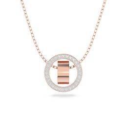 Kette mit Anhänger Swarovski "Hollow, Kreis, 5636500, 5636501" Halsketten Gr. Metall, Länge: 75 cm, rosegold (roségoldfarben, kristallweiß, kristallweiß) Damen Ketten mit Anhänger