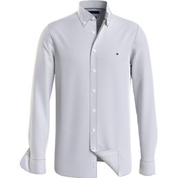 Langarmhemd Tommy Hilfiger "FLEX DOBBY SF SHIRT" Gr. L, N-Gr, weiß (optic white) Herren Hemden Kurzarm