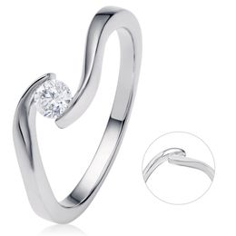Diamantring ONE ELEMENT "0,20 ct Diamant Brillant Spannfassung Ring aus 750 Weißgold" Fingerringe Gr. 52, Weißgold 750-Diamanten, silberfarben (silber) Damen Diamantringe