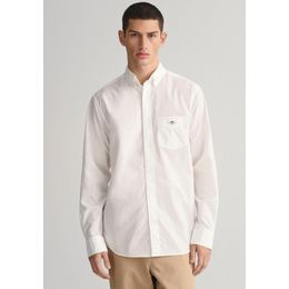 Langarmhemd Gant "Regular Fit Popeline Hemd leicht strapazierfähig pflegeleicht" Gr. 4XL, N-Gr, weiß (white) Herren Hemden Langarm