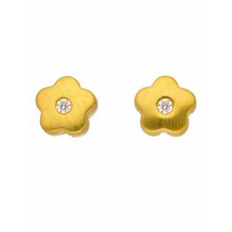 Adelia´s Paar Ohrhänger ADELIA´S "333 Gold Ohrringe Ohrstecker Blüte mit Zirkonia" Gr. Damen, Gelbgold 333, goldfarben (gold) Damen Ohrhänger