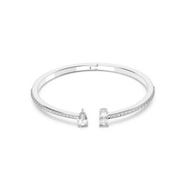 Armspange Swarovski "Attract, weiss, rhodiniert, 5556912, 5572667, 5572664" Armbänder Gr. L, Metall, silberfarben (metallfarben, kristallweiß, kristallweiß) Damen Armspange Armspangen