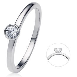 Diamantring ONE ELEMENT "0.15 ct Diamant Brillant Zarge Ring aus 950 Platin" Fingerringe Gr. 52, Platin 950-Diamanten, silberfarben (silber) Damen Diamantringe