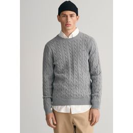 Strickpullover Gant "COTTON CABLE C-NECK" Gr. 4XL, grau (grey melange) Herren Pullover Strick-Kick