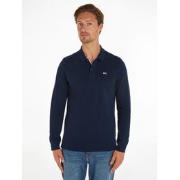 Poloshirt Tommy Jeans "TJM SLIM PLACKET LS POLO" Gr. XL, blau (dark night navy) Herren Shirts Langarm