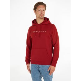 Kapuzensweatshirt Tommy Jeans "TJM REG LINEAR LOGO HOODIE EXT" Gr. L, rot (magma red) Herren Sweatshirts