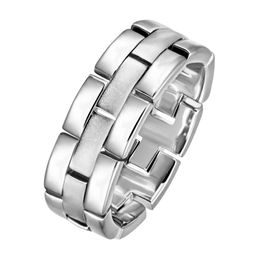 Fingerring Firetti "Schmuck Geschenk Silber 925 Silberring Kettengliederung" Fingerringe Gr. 52, ohne Zirkonia, Silber 925 (Sterlingsilber), 7,6 mm, silberfarben Damen Fingerringe wahlweise mit oder ohne Zirkonia (synth.)