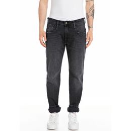 Slim-fit-Jeans Replay "ANBASS HYPERFLEX BIO" Gr. 31, Länge 34, schwarz (black delave) Herren Jeans Slim Fit