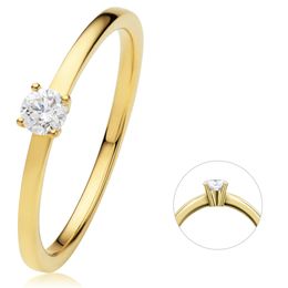 Diamantring ONE ELEMENT "0.15 ct Diamant Brillant Ring aus 585 Gelbgold" Fingerringe Gr. 48, Gelbgold 585-Diamanten, goldfarben (gold) Damen Diamantringe