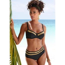 Bügel-Bikini-Top Lascana "Elodie" Gr. 40, Cup F, goldfarben (schwarz, goldfarben) Damen Bikini-Oberteile Ocean Blue
