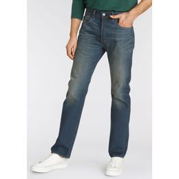 Levi's Straight-Jeans LEVI'S "501 ORIGINAL" Gr. 34, Länge 32, blau (med indigo) Herren Jeans Straight Fit mit Markenlabel Bestseller