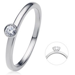 Diamantring ONE ELEMENT "0.1 ct Diamant Brillant Zarge Ring aus 950 Platin" Fingerringe Gr. 52, Platin 950-Diamanten, silberfarben (silber) Damen Diamantringe